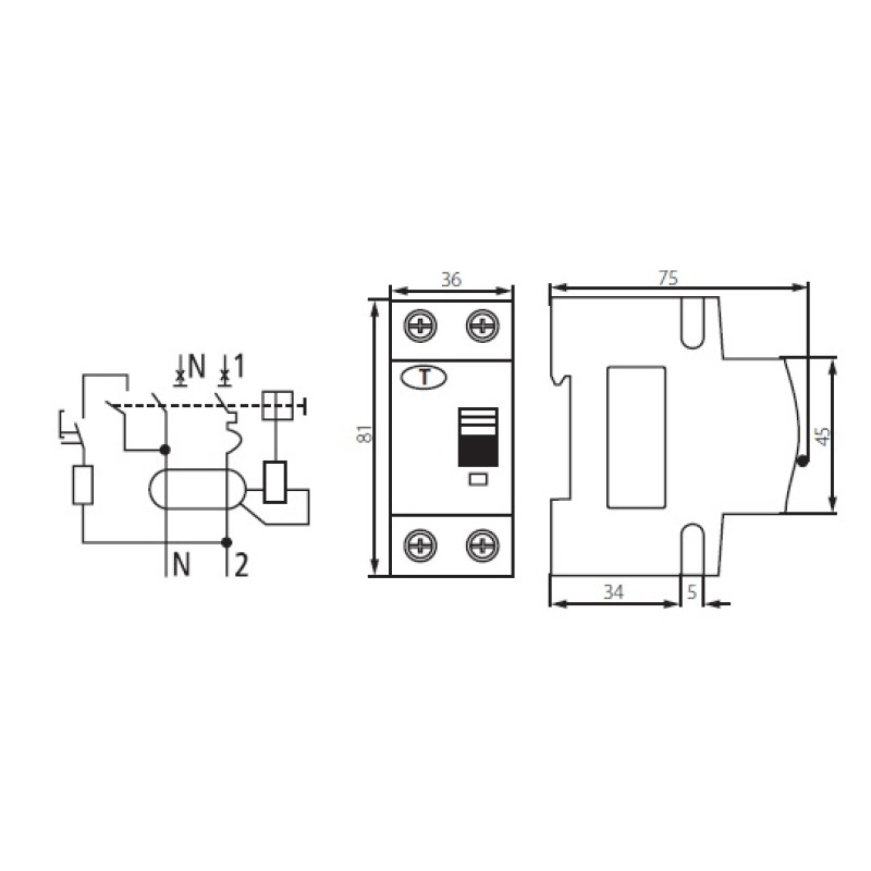 Stikalo KZS 2P 20A 0,03A karakteristika B KRO6-AC IDEAL